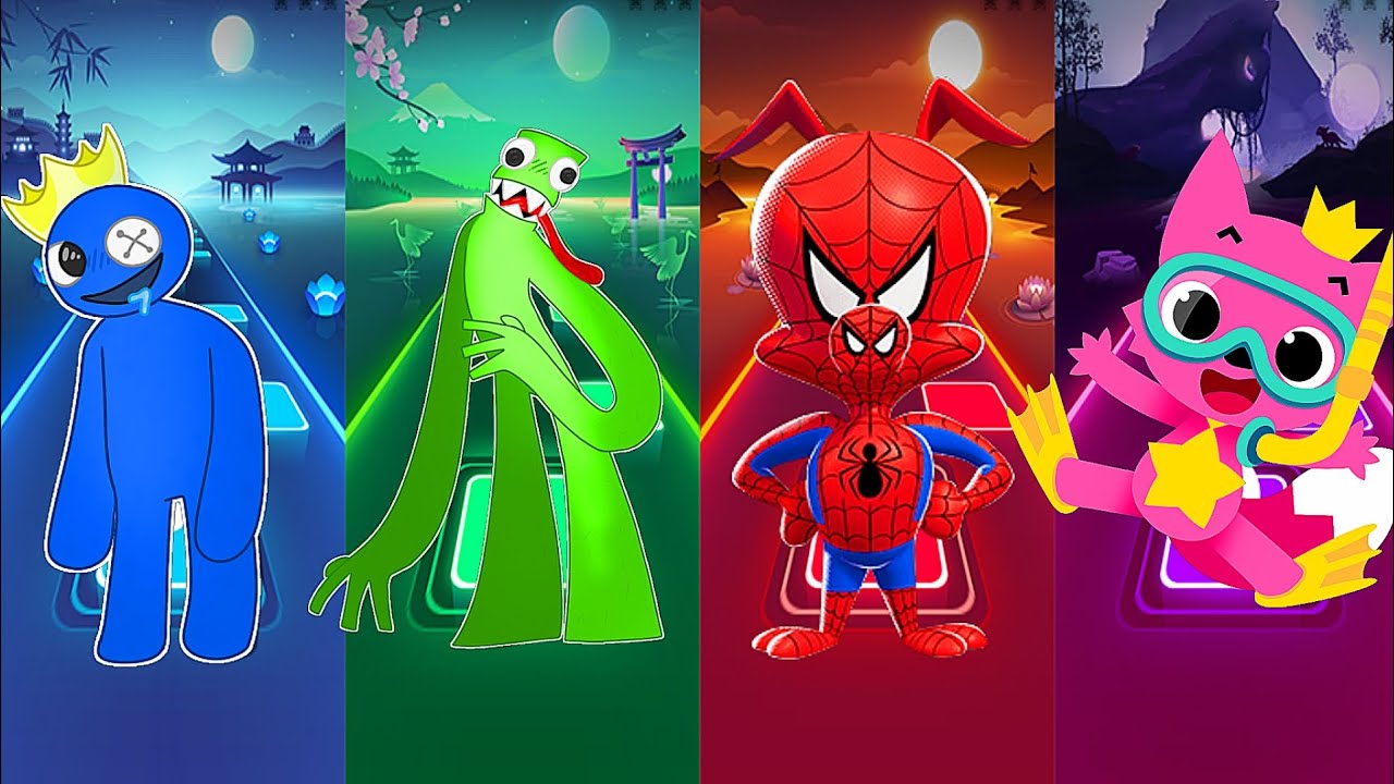 Rainbow Friends VS Spider Pig VS Pinkfong - Tiles Hop - YouTube