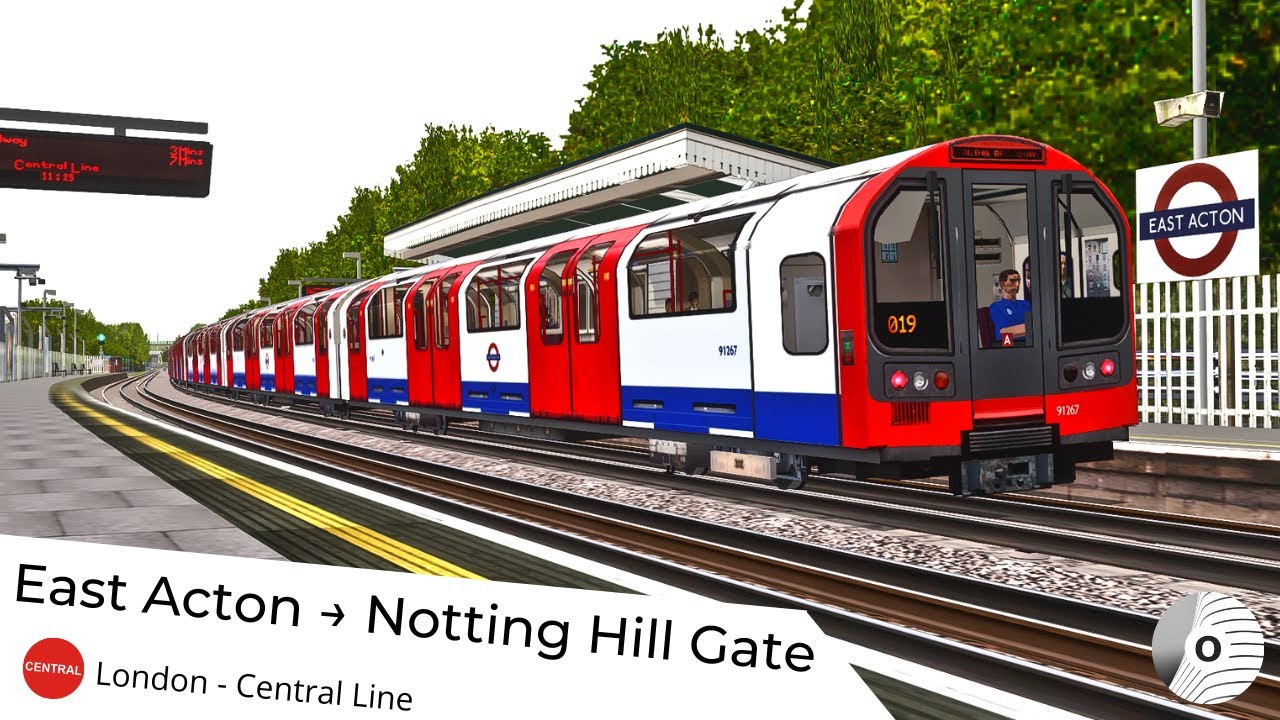 OpenBVE - EAST ACTON to NOTTING HILL GATE (London Underground - Central ...