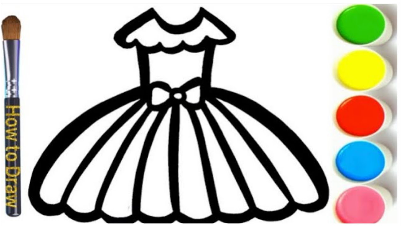 How to draw frock drawing || step by step easy drawing for kids and ...