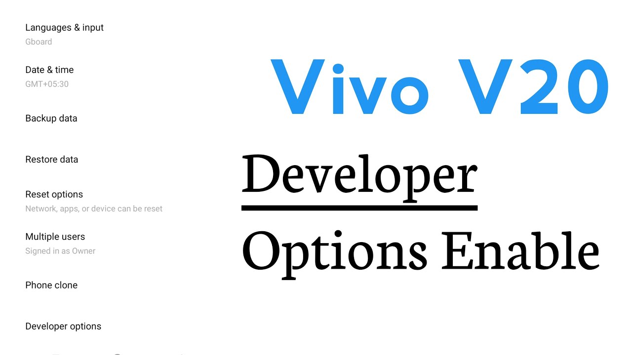 Vivo V20 How To Enable Developer Options - YouTube