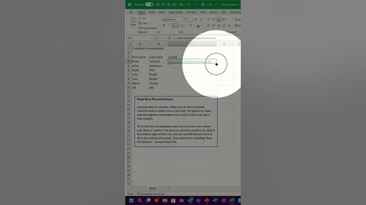 Microsoft Excel Flash Fill - YouTube