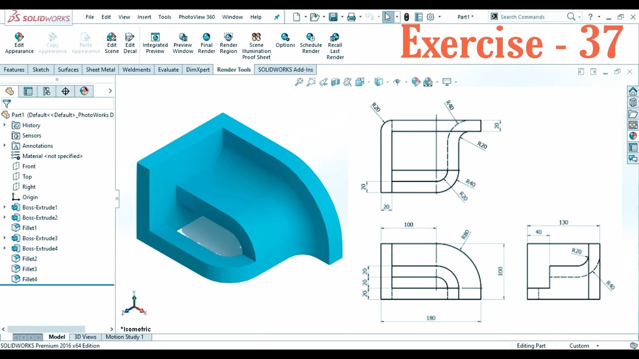 SOLIDWORKS EXERCISE 37 - YouTube