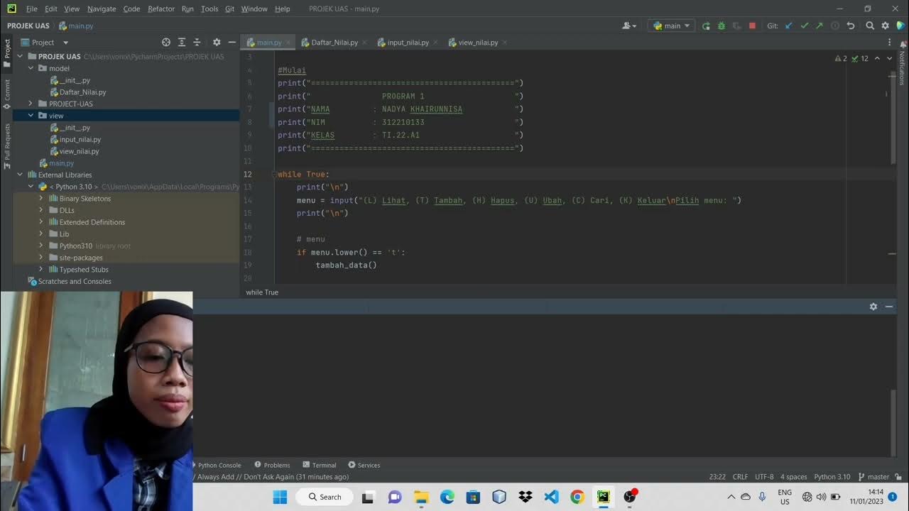 Program input nilai mahasiswa menggunakan Python - YouTube