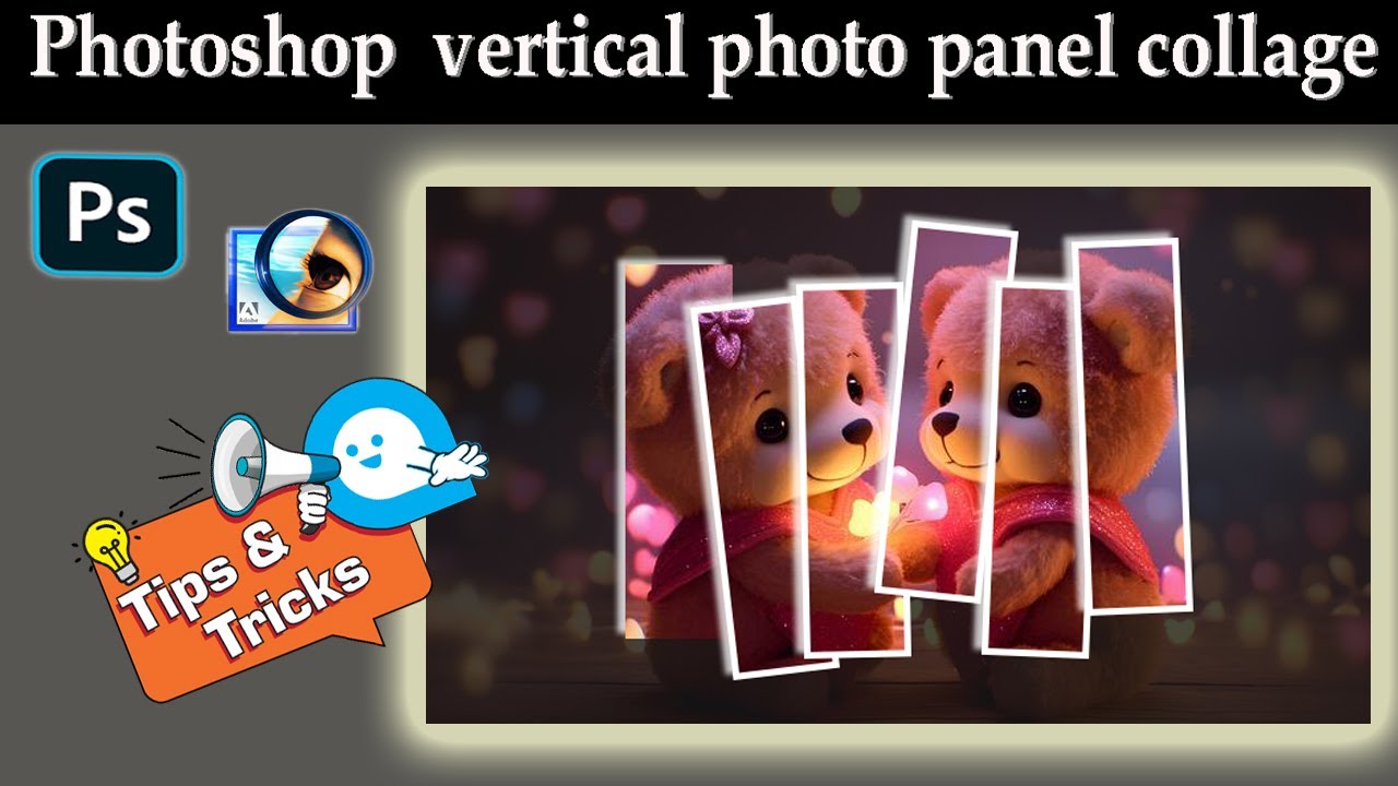 vertical photo panel collage| photoshop tutorial | how to create ...
