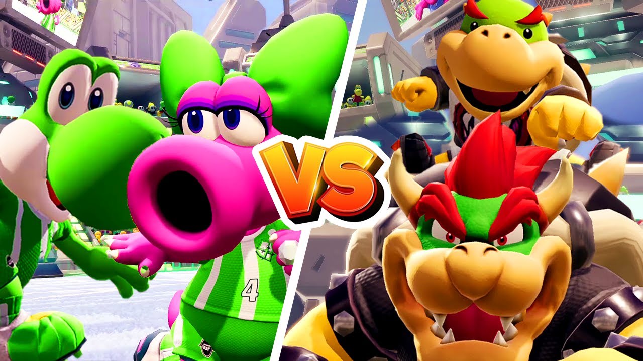 Mario Strikers Battle League - Birdo & Yoshi Vs Bowser Jr & Bowser ...