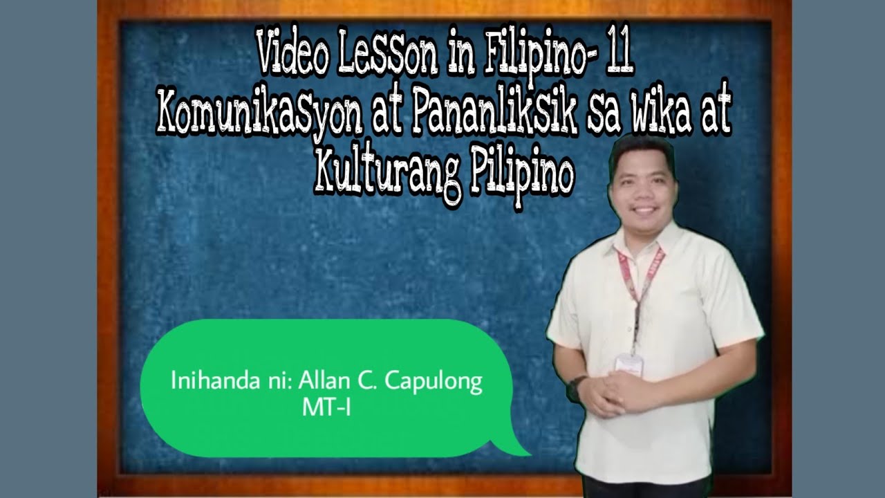 Video Lesson in Filipino -11 Komunikasyon at Pananaliksik - YouTube