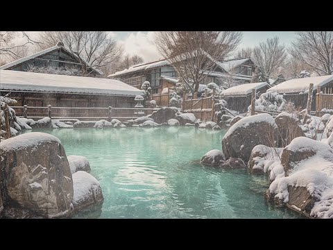 Japanese Hot Spring in Winter | Peaceful Snow and Ice Ambience - YouTube