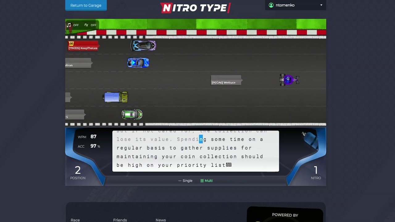 Nitro Type Race (90 WPM!) - YouTube