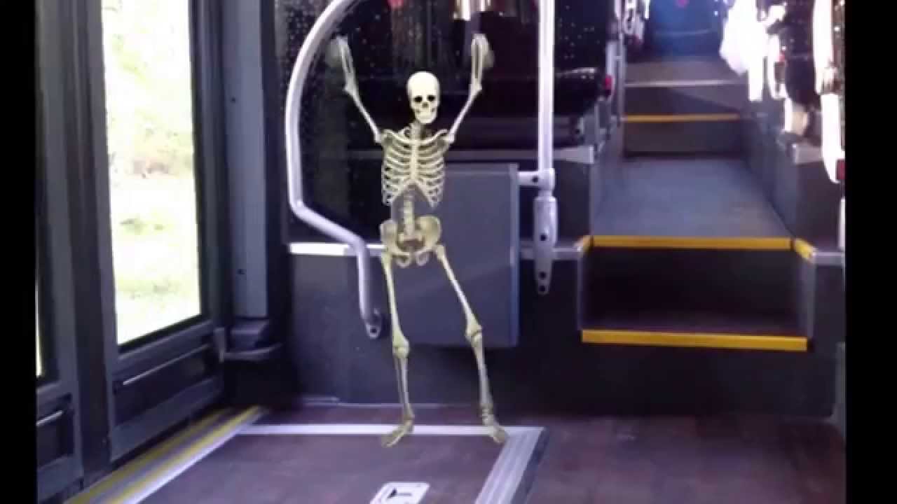 Dancing skeleton in the bus - YouTube