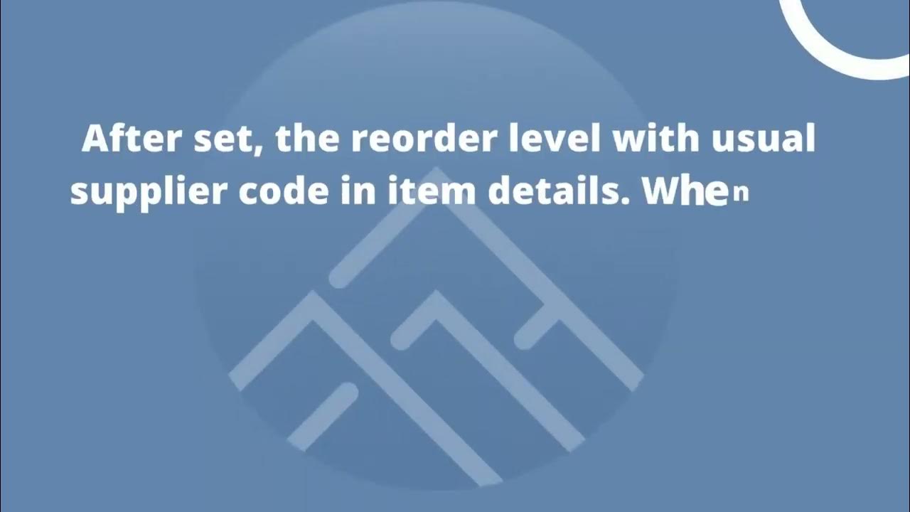 How to set reorder level - YouTube