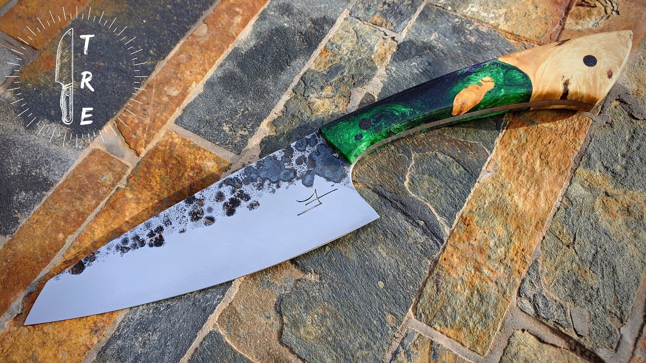 Finishing The Handle On The 1084 High Carbon K-Tip Gyuto Steak Knife ...