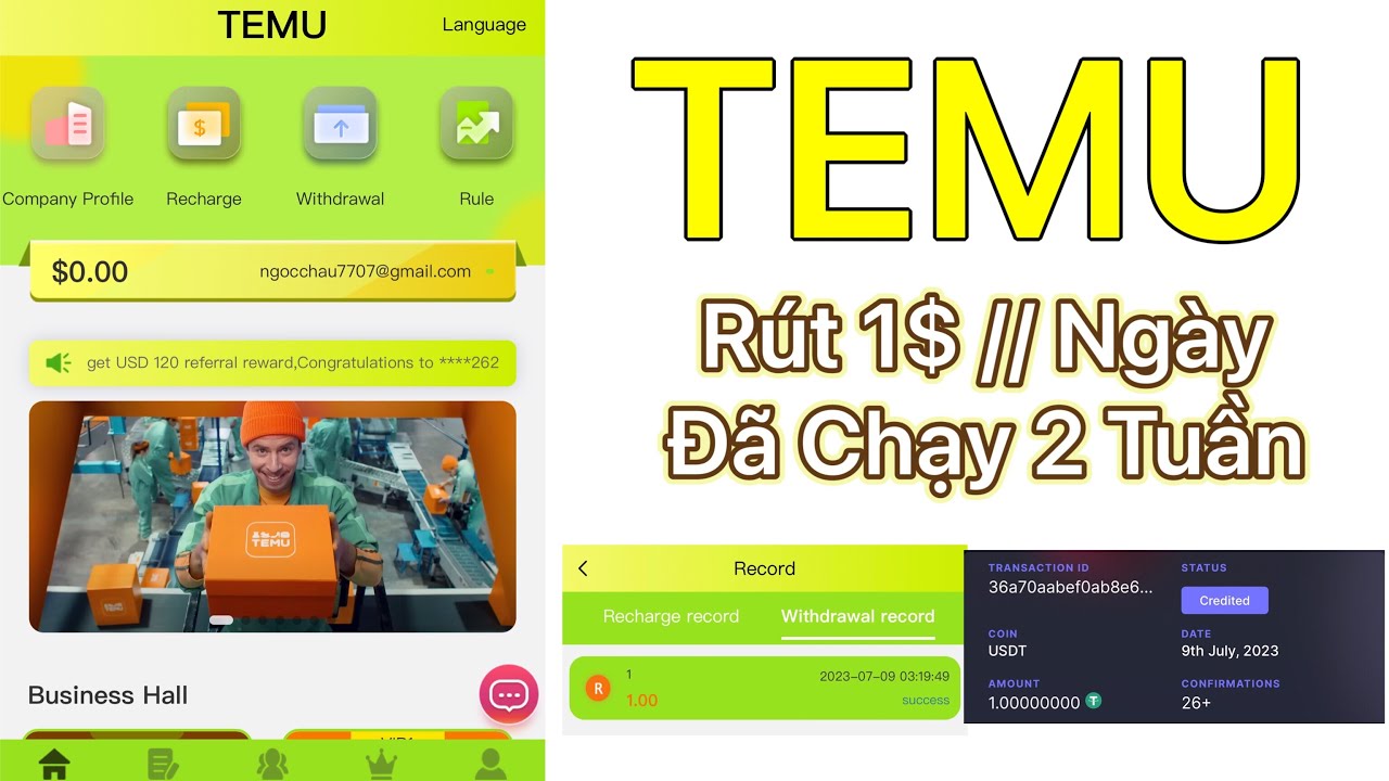 Temu-pro - Đầu Tư Dự Án Mới Min 10$ - Rút 1$ Mỗi Ngày // KTO - YouTube