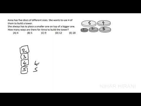 Anna has five discs of different sizes. She wants to use 4 of them to build a tower. - YouTube