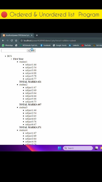 Ordered and Unordered list Program through user input #php #status # ...