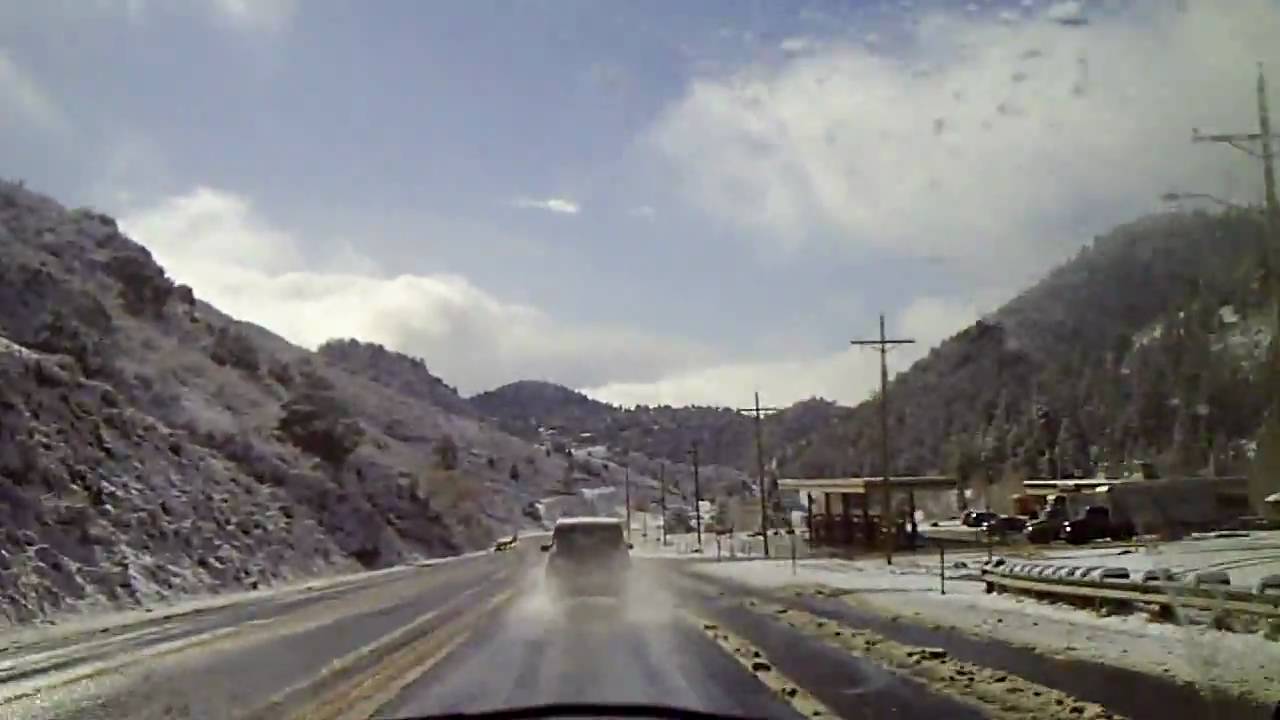 Drive Leaving Black Hawk, CO after Light Snow Fall - YouTube