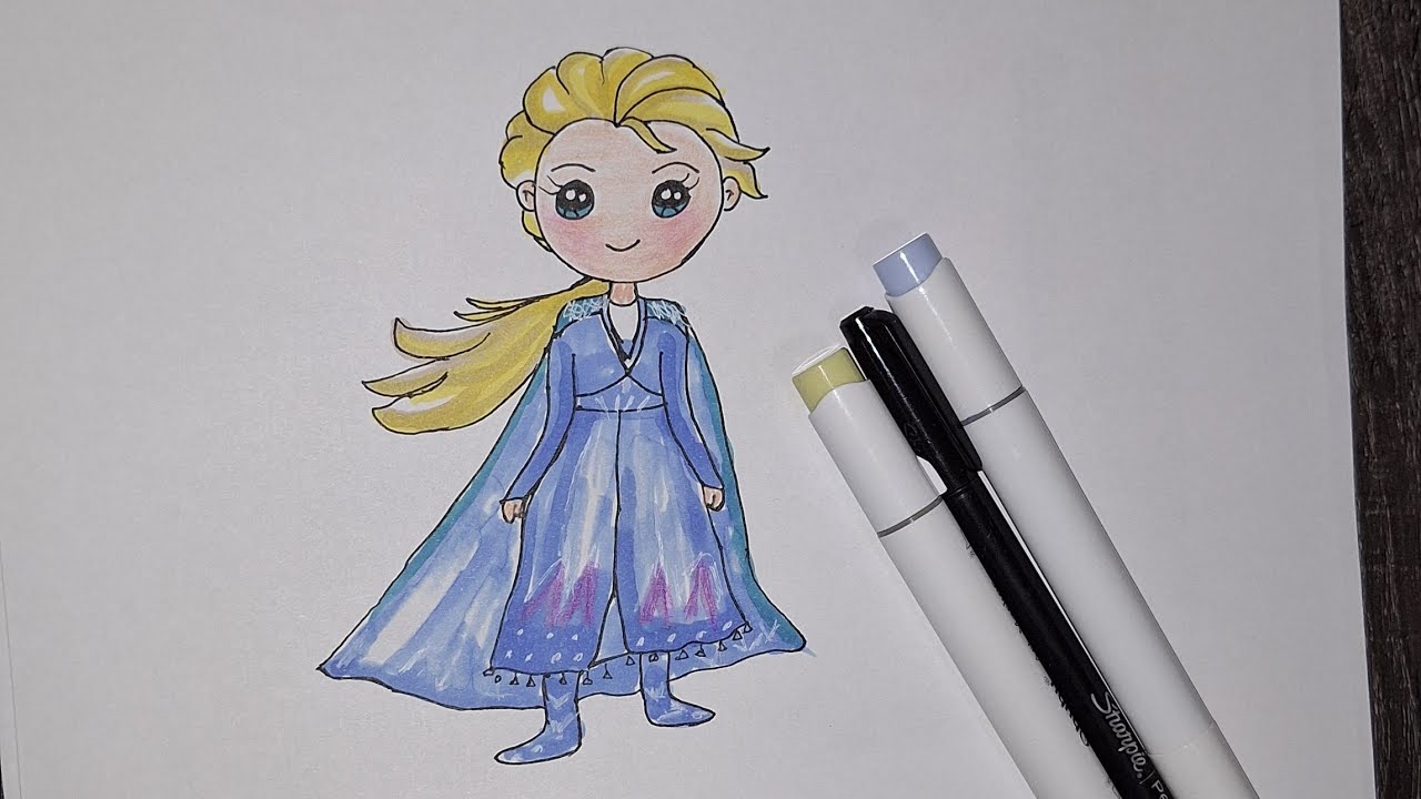How to draw a cute Elsa for kids #elsa #kidsdrawing #princess #frozen ...
