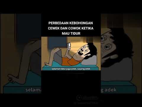 perbedaan kebohongan cewek vs cowok kalo mau tidur animasi lucu
