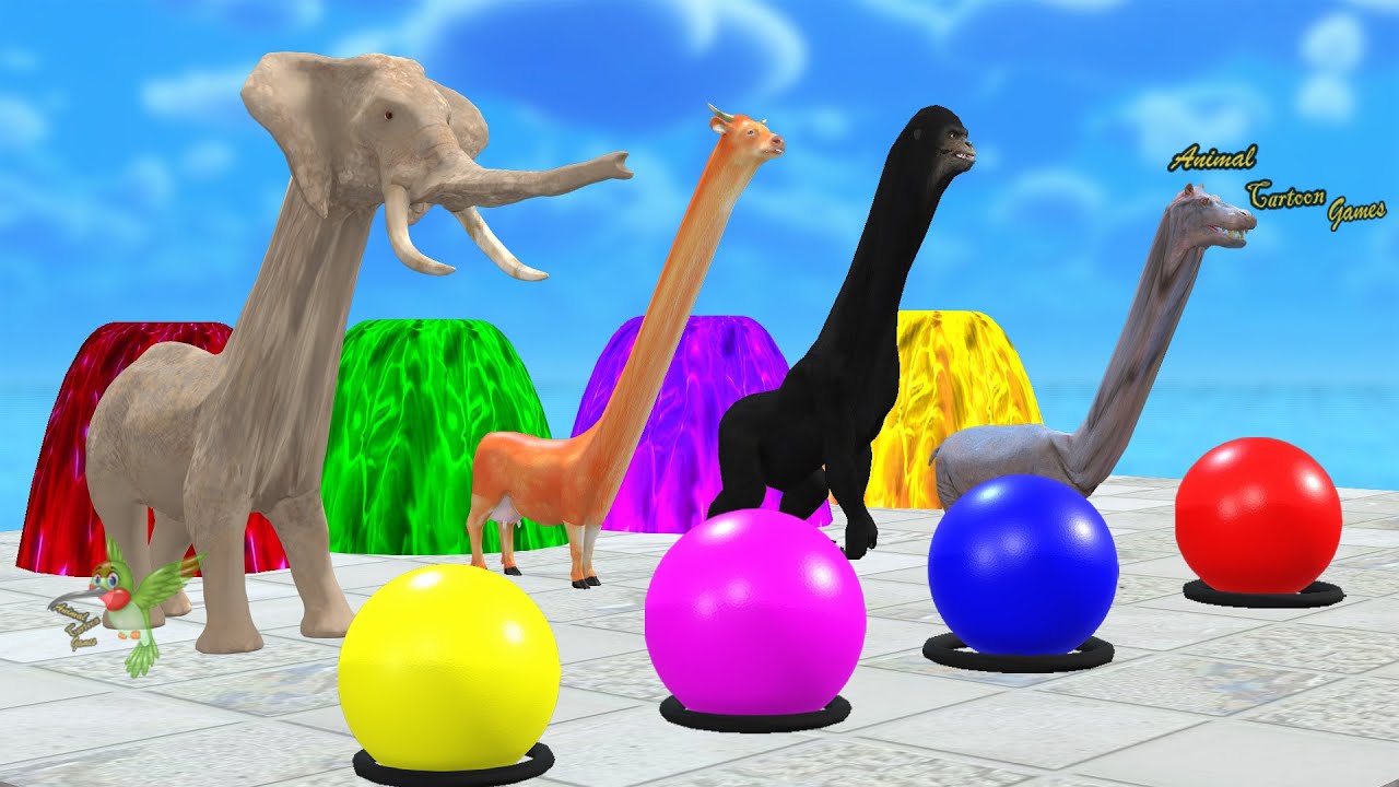 Mammoth, Cow, Gorilla, T-Rex Guess The Right Balloon with Wild Animals ...