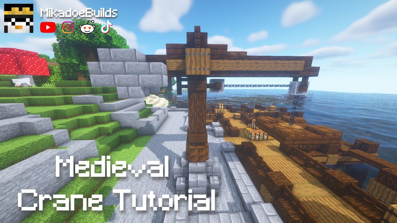 Minecraft Simple Medieval Crane Tutorial - YouTube
