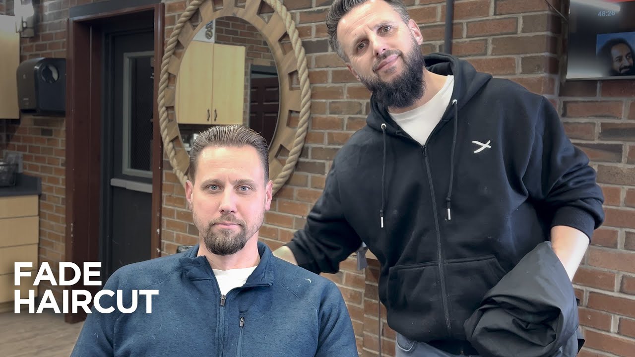 Fade haircut tutorial using scissors by master barber MC! - YouTube