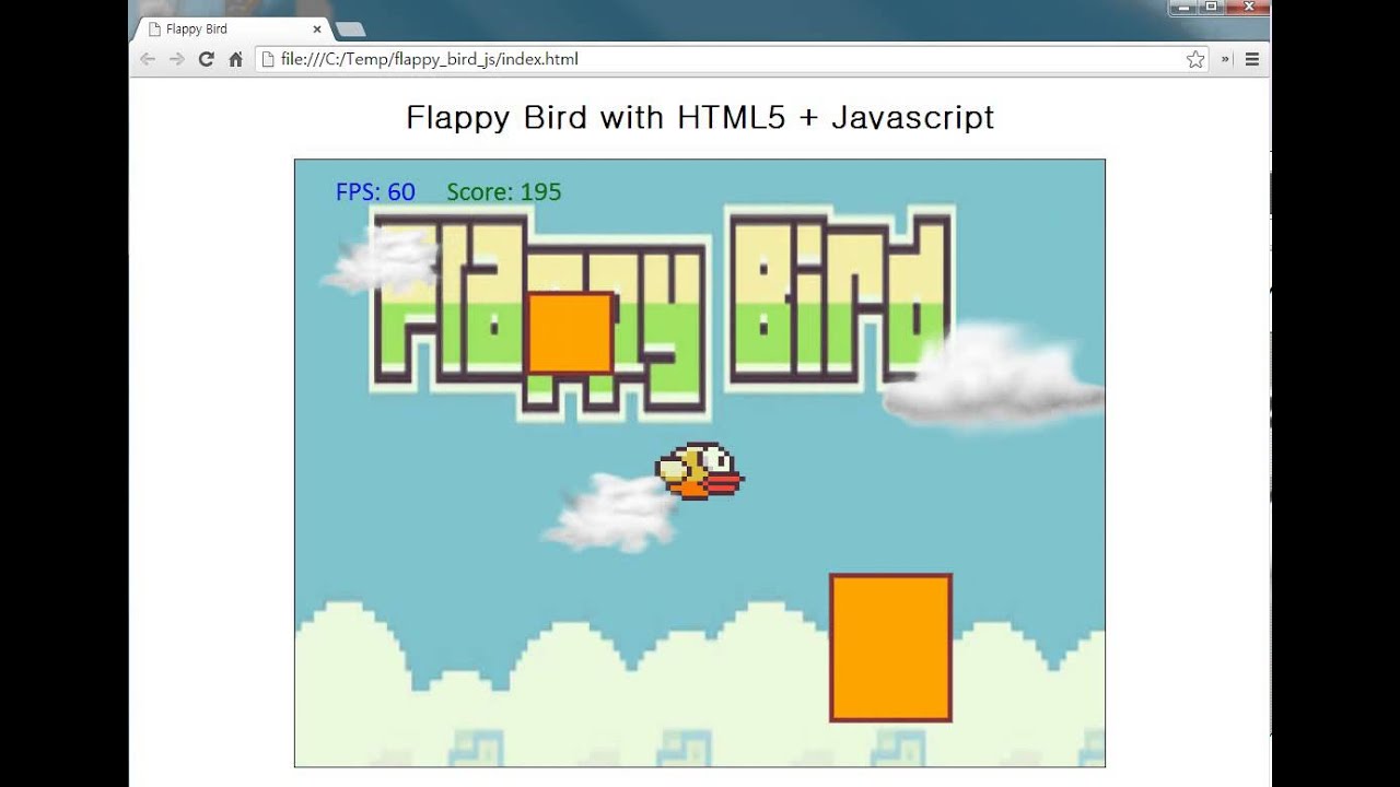 공부용으로 만들어 본 Flappy Bird Html5 Javascript Youtube