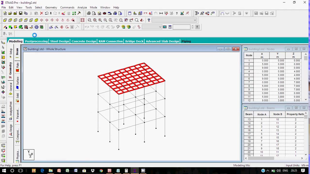 STAAD Pro Analysis of Frame building along with plate elements - YouTube