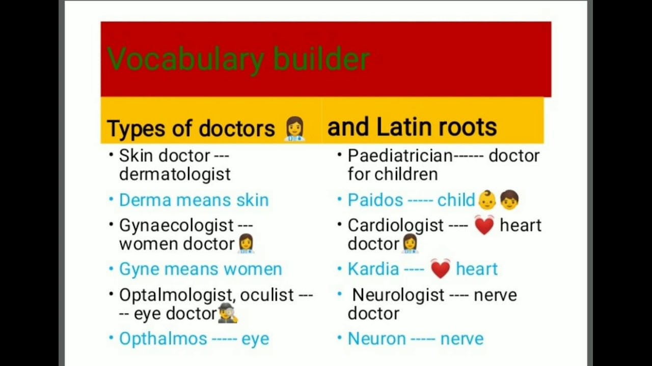 Types of doctors and their roots - YouTube