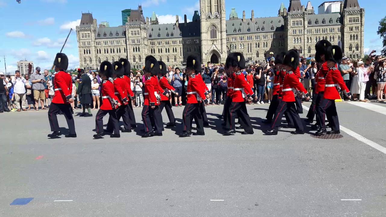 Ottawa: Ceremonial Guard marching off Parliament Hill, July 19, 2016 ...