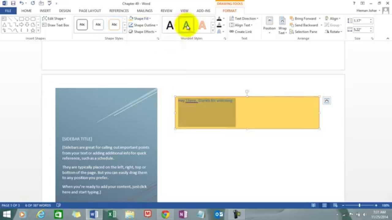 Inset Text Box In MS Word - YouTube