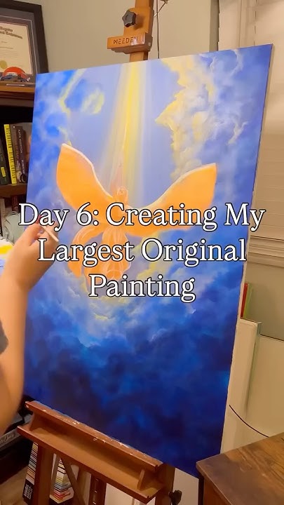 Day 6: Creating My Largest Original Painting 🩵 #art #painting - YouTube