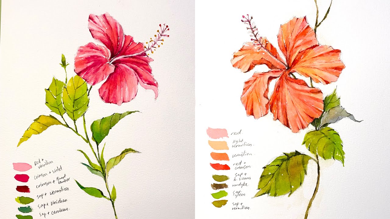 May Watercolor Online Class 🌺🌺 Bunga Raya - YouTube