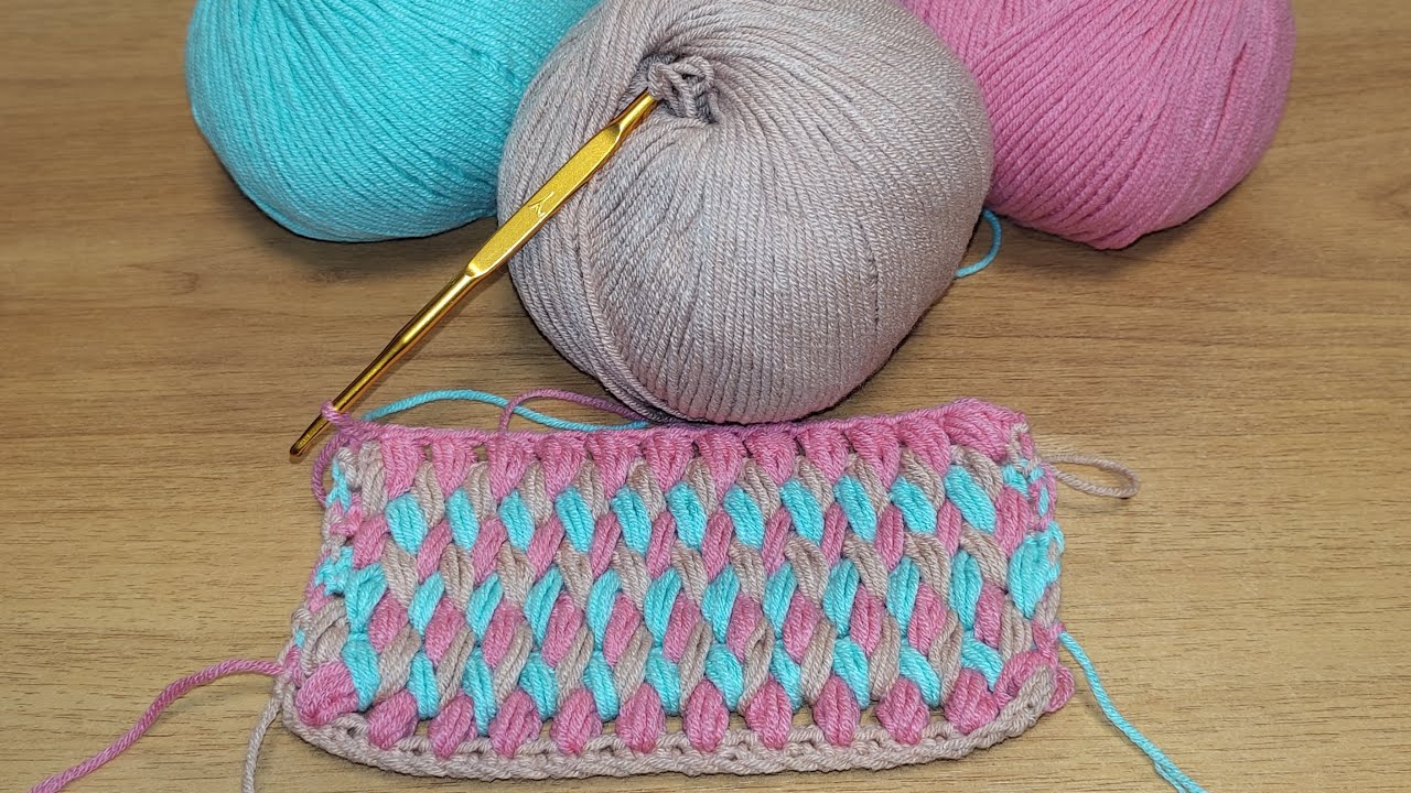 A crochet pattern that looks beautiful when matched in three different ...