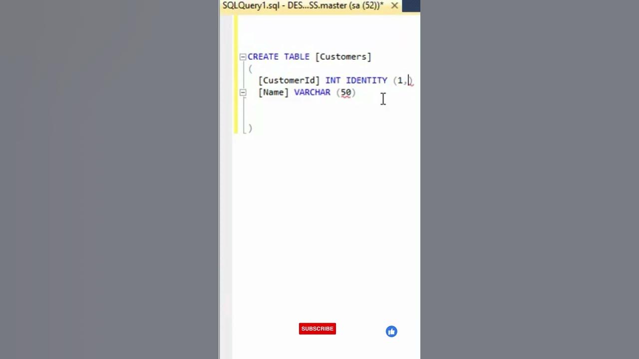 Create a SQL Table #viral #viralshorts #viralvideo #aspdotnet #beginnercoding #video # ...