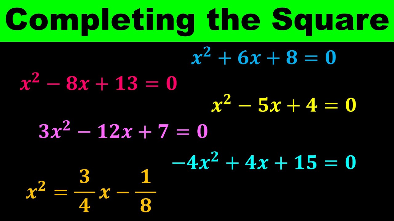 Completing the Square - Solving Quadratic Equations by Completing the ...