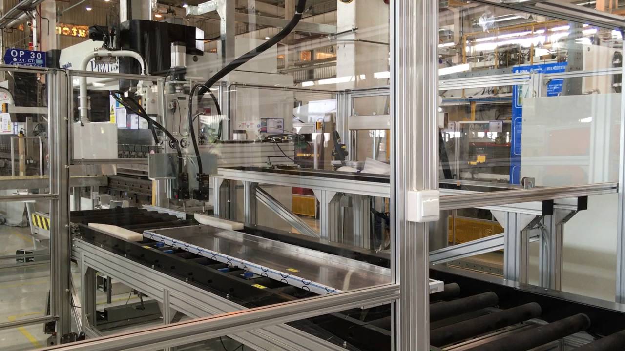 dispensing production line for lift panel sticking - YouTube