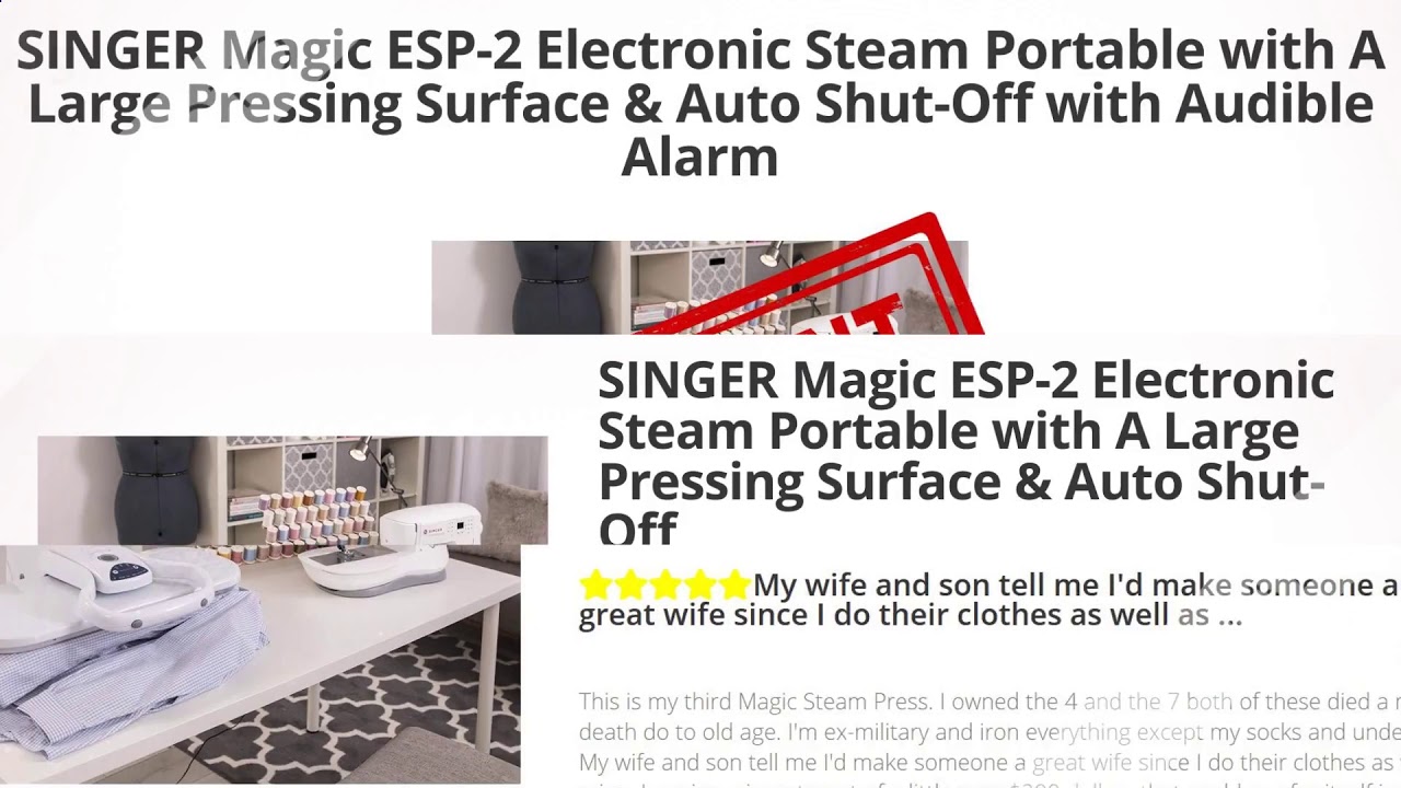 SINGER Magic ESP-2 Electronic Steam Portable with A Large Pressing ...