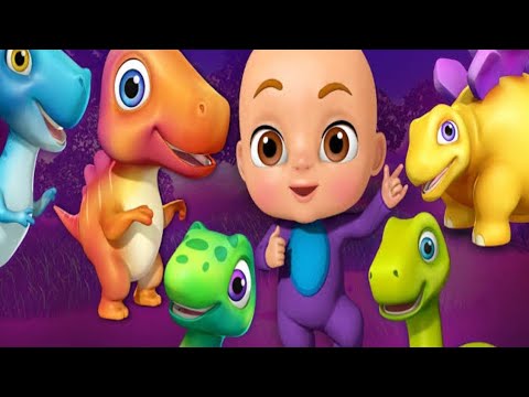 Five little Dinosaurs Jumping on the Tree | Dino Song | Nursery rhymes ...