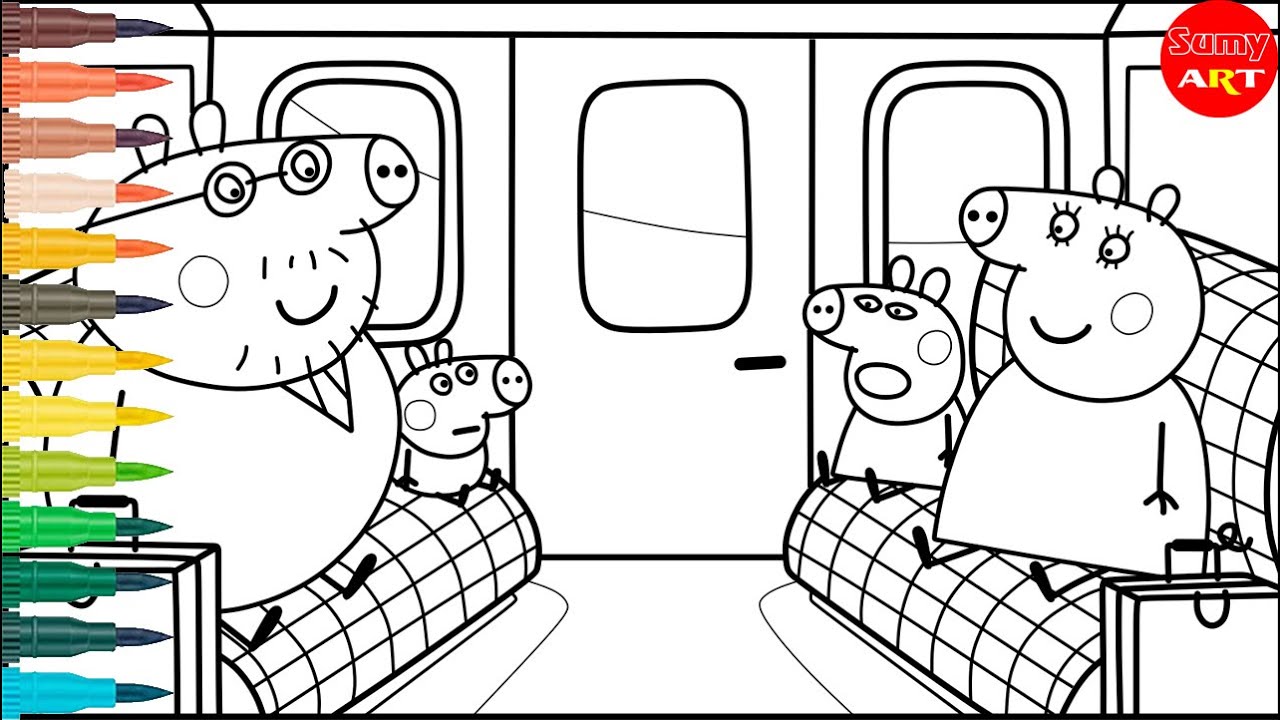 Peppa Pig Family's Long Train Journey |Peppa Pig Coloring Pages - YouTube