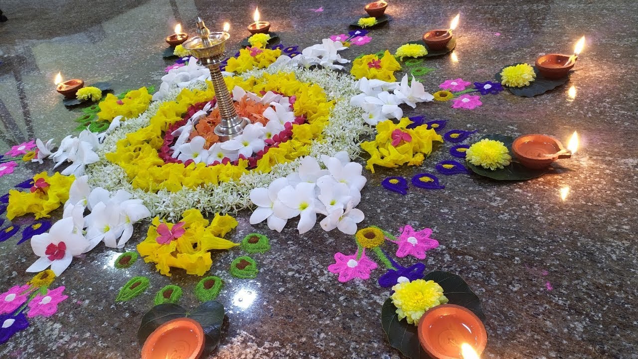 காா்த்திகை தீப பூ கோலம் || Simple Karthigai Deeba Poo Kolam - YouTube