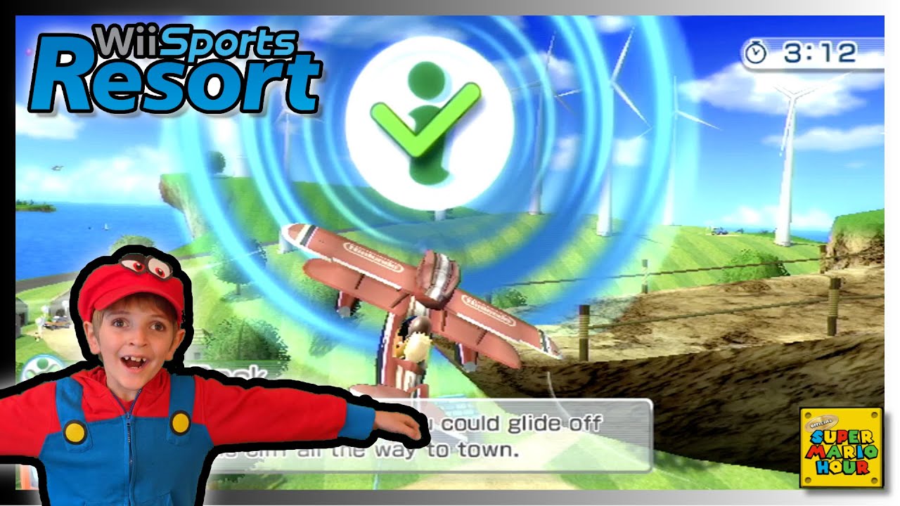 Wii SPORTS RESORT: FLYING THE PLANE AND SKYDIVING: The MARIO KID takes ...