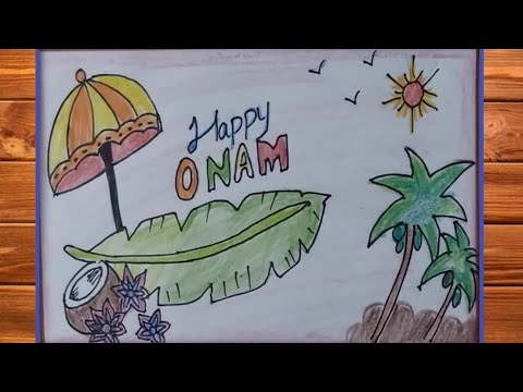 Onam Drawing Easy | How To Draw Onam Festival | Easy Onam Poster ...