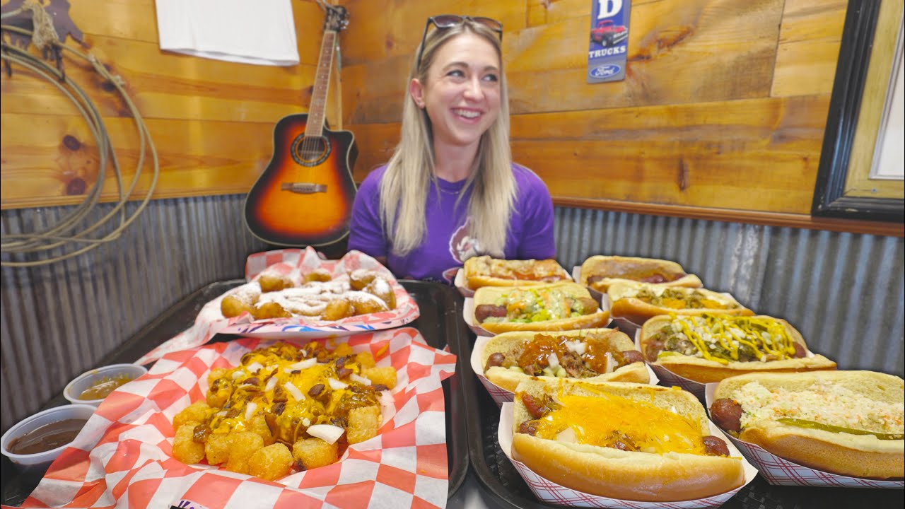 Porgie's Loaded Specialty Hot Dogs Challenge - YouTube