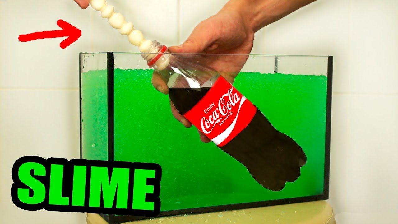 Experiment Coca Cola and Mentos in Slime Aquarium - YouTube