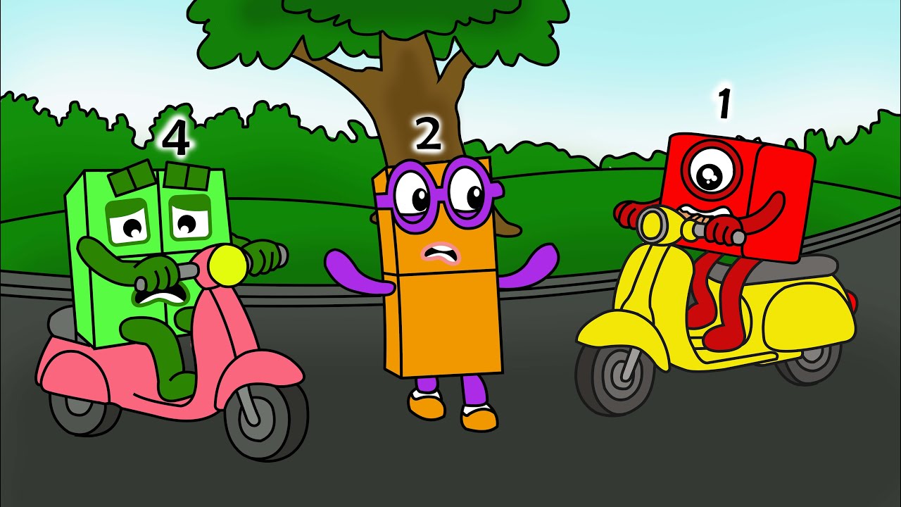 Speeding Trouble! Numberblocks 1 and 4 Almost Hit NB 2 - Numberblocks ...
