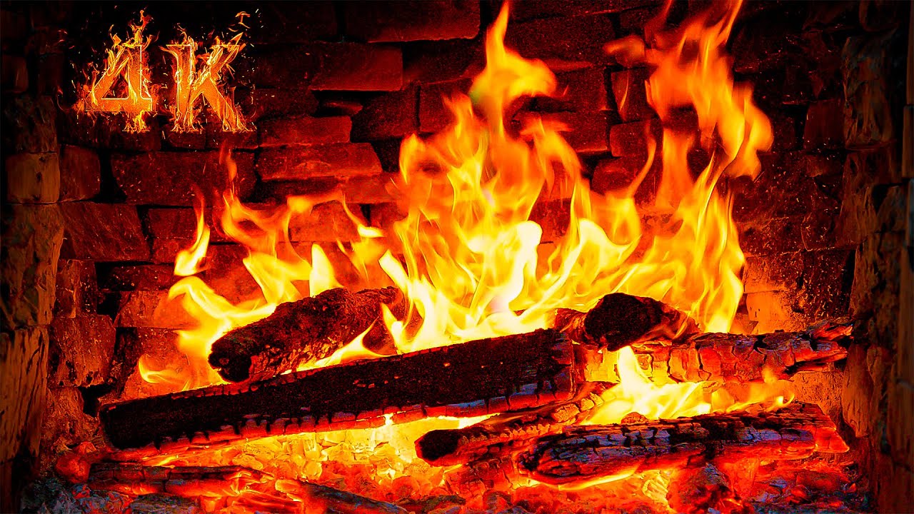 Tranquil Night by the Cozy Fireplace 4K🔥Relaxing Fireplace Sounds 3 ...