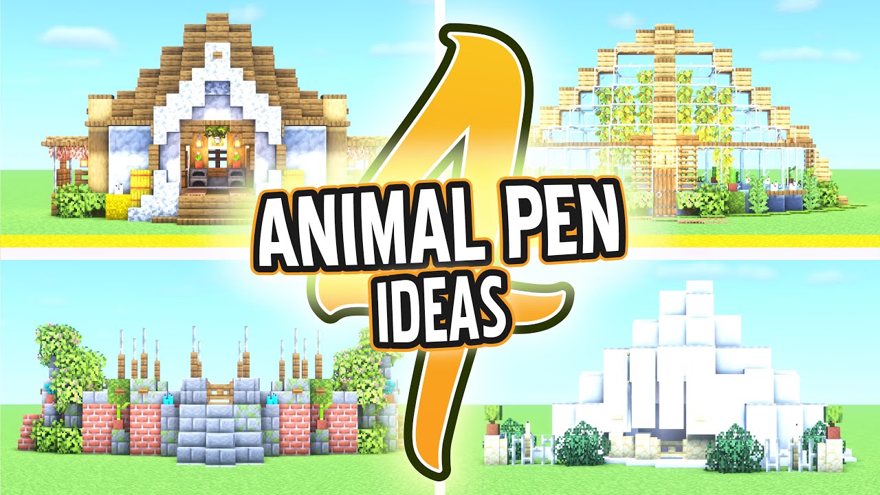 Minecraft | 4 Animal Pen Build Hack and Ideas For Survival #3 - YouTube