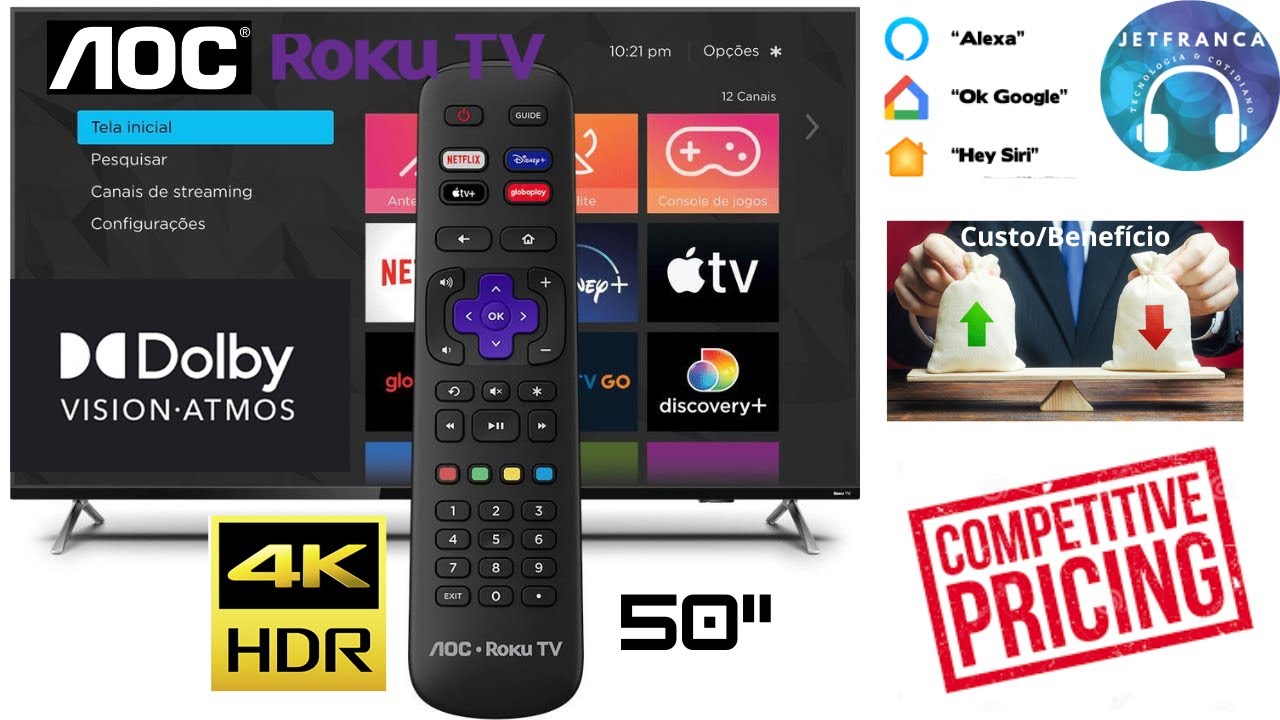 AOC lança no Brasil Smart TV 4K de 50" com Roku TV e HDR10. - YouTube