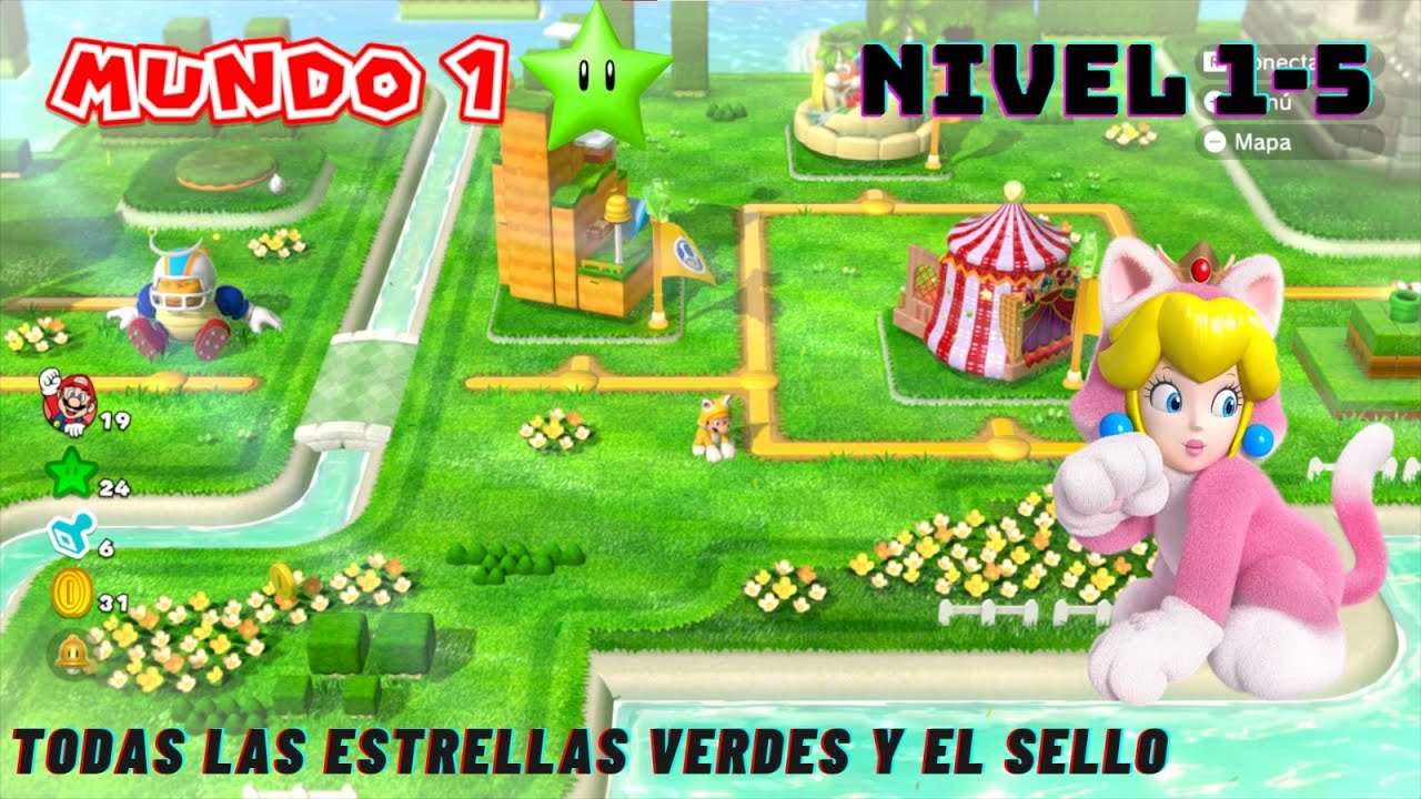 Guia Super Mario 3D World 1-5 Todas Las Estrellas Verdes y el Sello ...