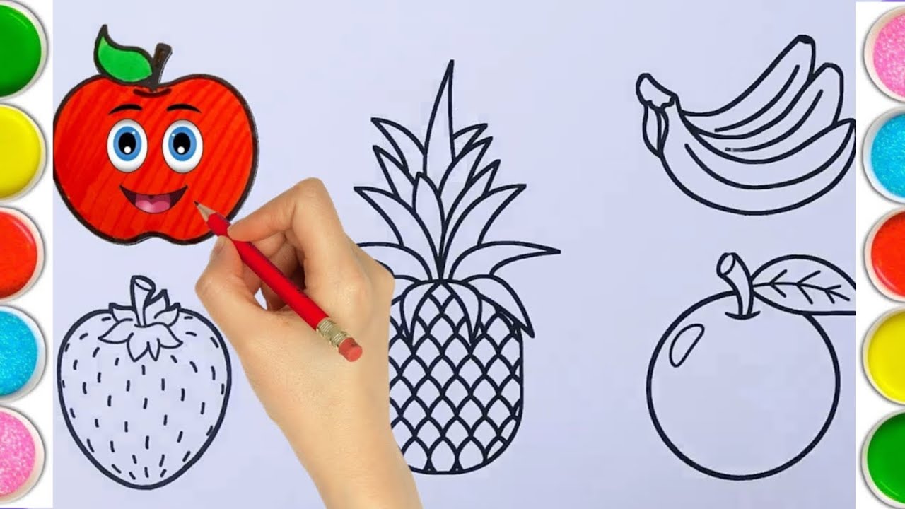 learn FRUITS | learn fruits painting and colouring | how to draw fruits ...