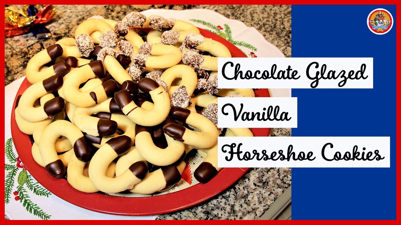 Chocolate Glazed Vanilla Horseshoe Cookies - YouTube